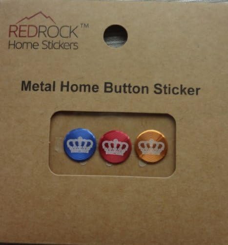 Amazon.com: Crown Blue Red Gold 3 Pieces Aluminum Metal Home Button ...