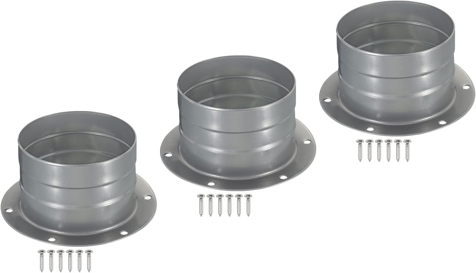 PATIKIL 3 Inch Duct Connector Flange, 2 Pack Metal Fitting Straight ...