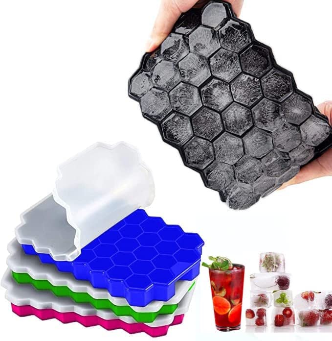 Buy DHONI Hexagonal Shape Ice Cube Tray, Pack Of 4 Silicone Flexible ...