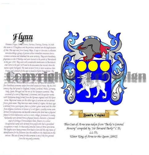 Flynn Family Crest Flynn Or O'Flynn Crest Coat Of Arms