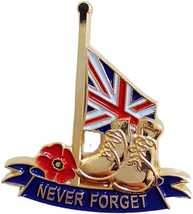 CTTK Remembrance Day Poppy Badges and Pins With Boots Union Jack Flag ...
