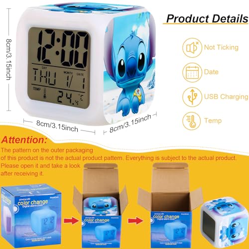 Wonlonda Stitch Alram Clock Lilo and Stitch Digital Alarm Clock Bedside ...