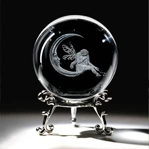 Amazon.com: 3D Fairy Crystal Ball with Stand, Fairy Figurine Moon Decor ...