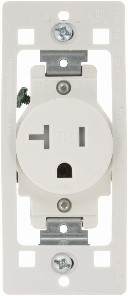 Leviton T5020-C0W 20A-125V, Tamper-Resistant, Single Receptacle, White ...