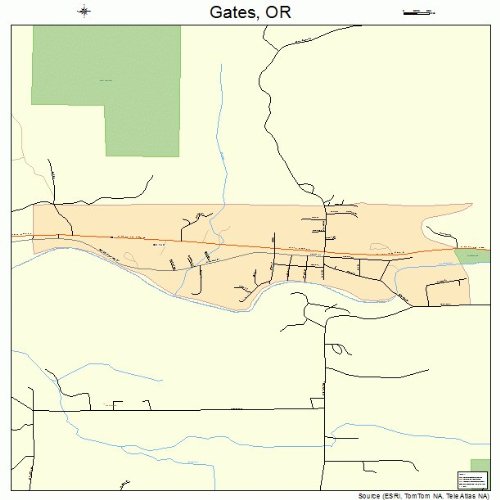 Amazon.com: Large Street & Road Map of Gates, Oregon OR - Printed ...
