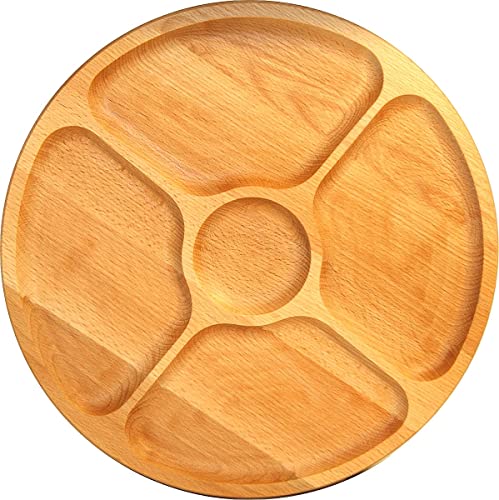 COLLECTOR Rotating Board Divided Platter Round Circular Wooden Swivel ...