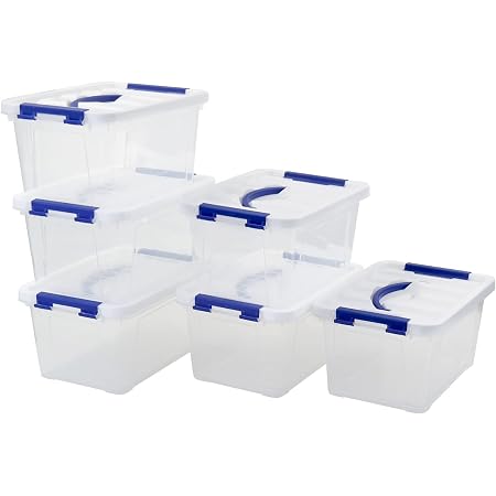Joyeen 5.5 Liter Plastic Storage Boxes, 6-pack Plastic Clear Boxes with ...