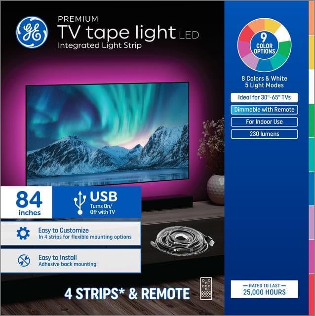 Amazon.com: GE Color-Changing 84" TV Tape Light 6W USB-Powered (1-Pack ...