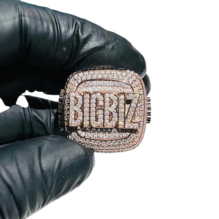 Amazon.com: Ssjewel Custom Name Ring Super Iced Out Moissanite Diamond ...