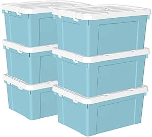 Cetomo 45L*6 Storage Boxes, Carry Plastic Storage Box with Lids, Organizing Container with ...