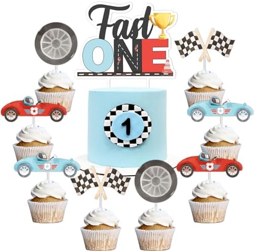 Amazon.com: Funmemoir Fast One Birthday Decorations for Boys - 25pcs ...