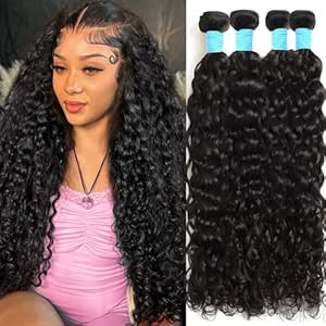 Amazon.com : Water Wave Human Hair Bundles 22 24 26 28 Inch 100% Unprocessed Human Hair ...