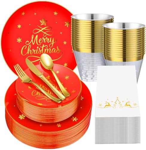 Amazon.com: Umigy 160 Pcs Plastic Disposable Dinnerware Set Include 24 ...