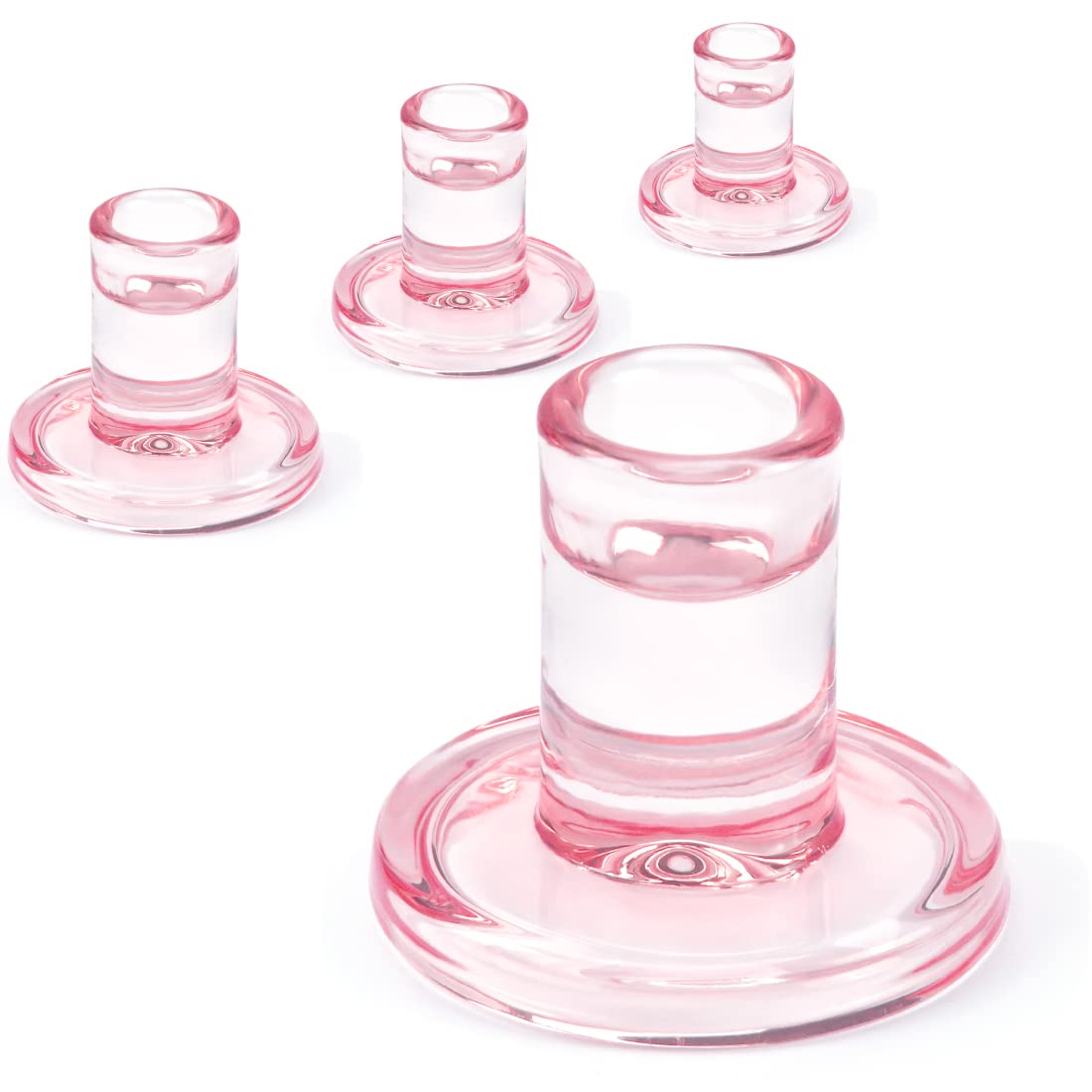 Amazon.com: 4PCS Pale Pink Taper Candle Holders, Glass Crystal ...
