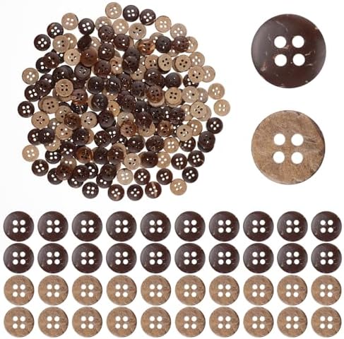 Amazon.com: 200Pcs Natural Coconut Shell Buttons Wooden Buttons for ...
