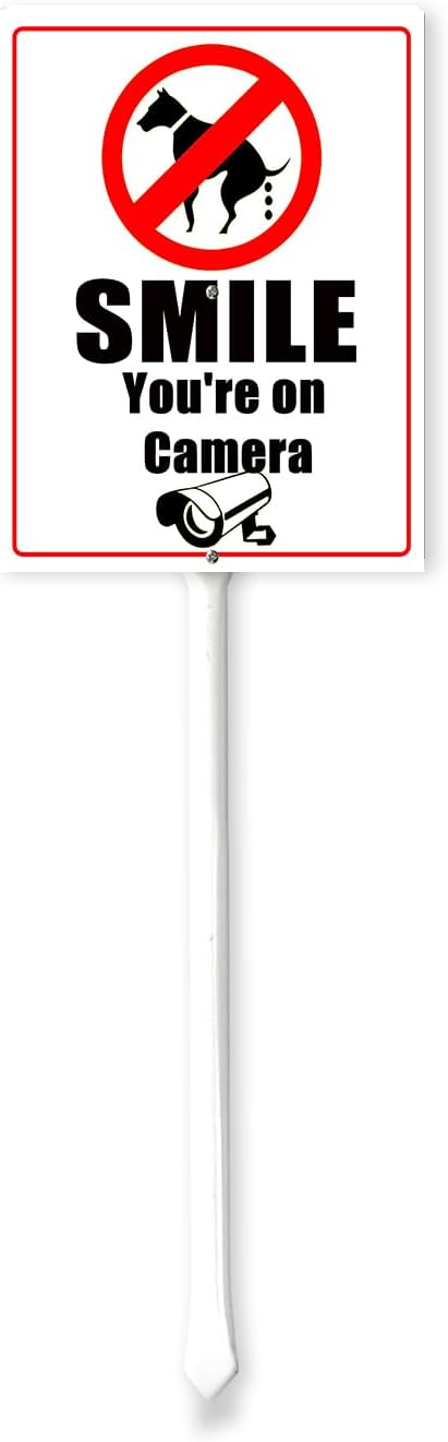 Amazon.com : Weytff No Poop Sign Smile You'Re On Camera Yard Sign With ...