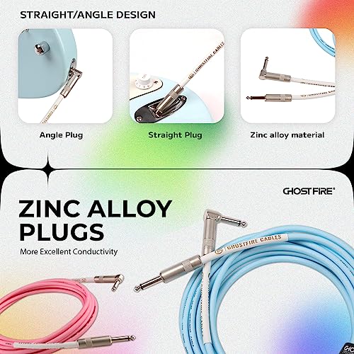 Snapklik.com : GHOSTFIRE 10FT 1/4 Inch Right Angle Instrument Cable High Performance Cable For ...