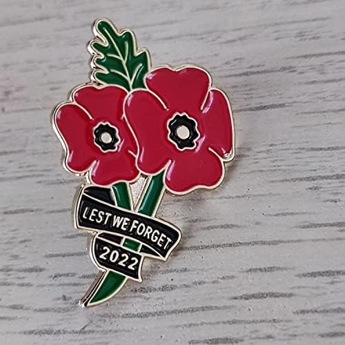 2022 Remembrance Day Pin Badge Brooch Lest We Forget Poppy Badges Pins ...