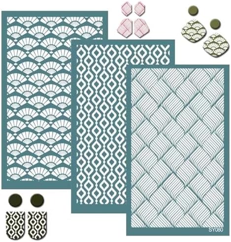 Amazon.com : Silk Screen Stencils for Polymer Clay, Texture Sheet Tool ...