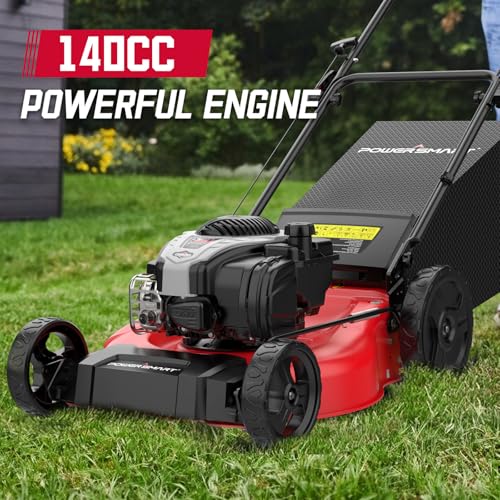 PowerSmart 21" Gas Lawn Mower with 140cc B&S E550 Engine, 3-in-1 with ...