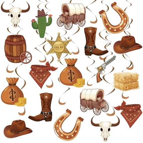 Amazon.com: 24PCS Western Party Decorations, Western Cowboy Hanging ...