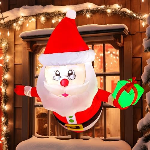 Amazon.com: 5FT Christmas Inflatable Santa Claus Has Built-in LED Light ...