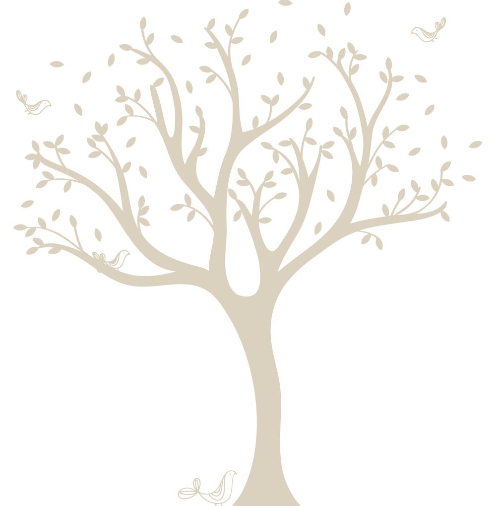 Buy LittleLion Studio Tweet Tree Monochromatic Wall Decal, Light Beige ...
