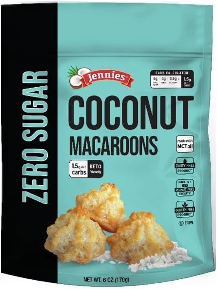 Amazon.com: Jennies Zero Sugar, Low Carb Coconut Macaroons, 6oz (2 Pack ...