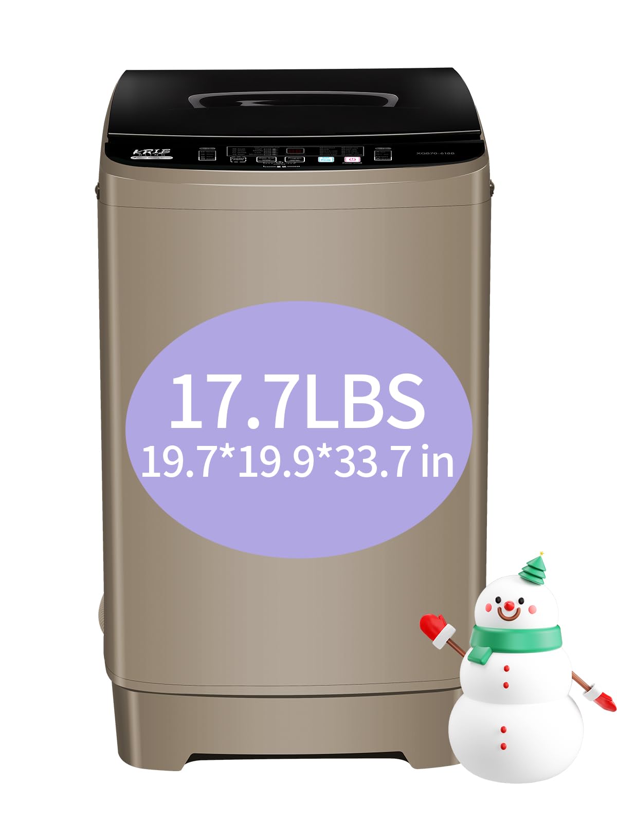 KRIB BLING Full Automatic Washing Machine with LED Display, 17.7 lbs ...