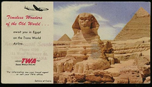 Vintage 1950's TWA Advertising Ink Blotter (featuring Egyptian Sphinx ...