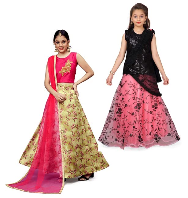 Buy SRILEKHYA Girl’s Ethnic Wear Floral Lehenga Choli with Dupatta Set ...