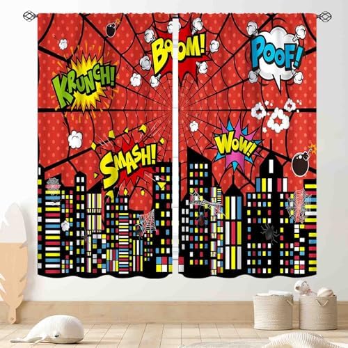 Amazon.com: SIEDYCV 21x45inches Superhero City Curtains Humor Cartoon ...