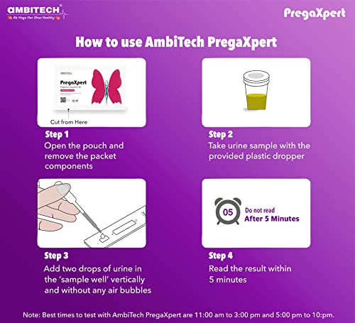 AmbiTech PregaXpert One Step Urine HCG Pregnancy Test Kit Device Pack ...