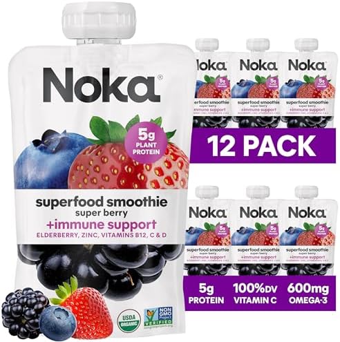Amazon.com : Noka Superfood Fruit Smoothie Pouches, Super Berry with ...