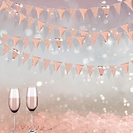 30Ft Rose Gold Bunting Banner Foil Polka Dot Pennant Banner Paper ...