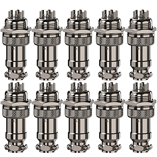 CLDIY GX16 6 Pin Panel Mount Round Metal Aviation Plug Adapter Male ...