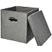 Amazon.com: Amazon Basics Foldable Burlap Cloth Cube Storage Bin With ...