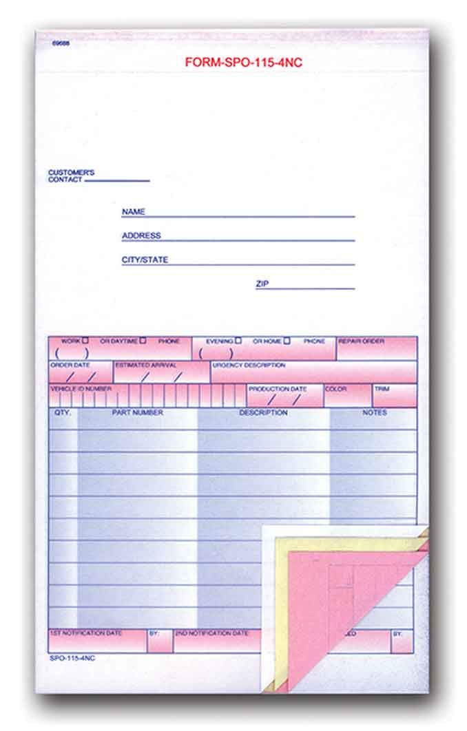 Amazon.com : Special Parts Order Form (4-Part Carbonless) Blue and Red ...