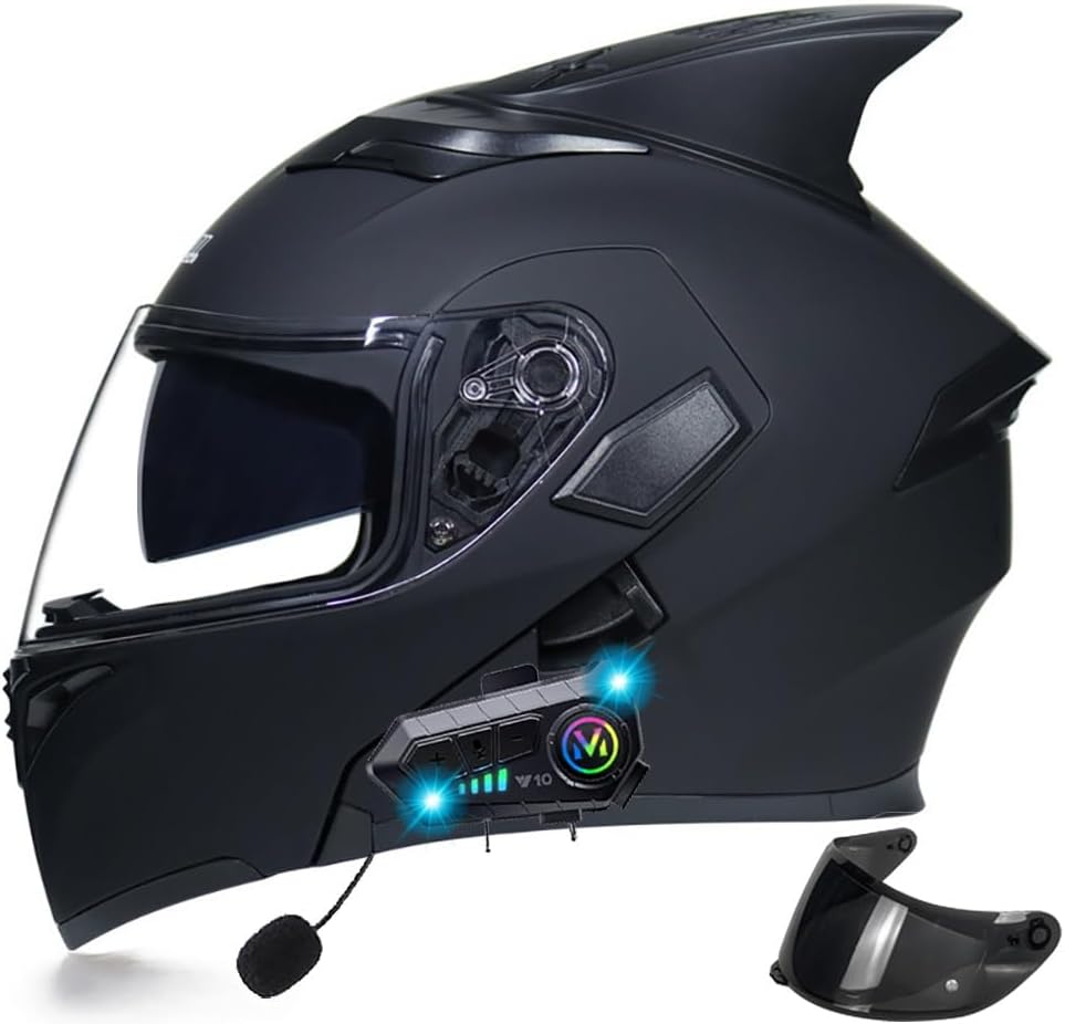 Amazon.com: Bluetooth Modular Motorcycle Helmets Full Face Flip up ...