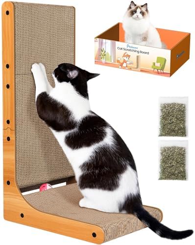 Petslucent Cat Scratcher, 26.8 Inch L Shape Cat Scratching board with ...