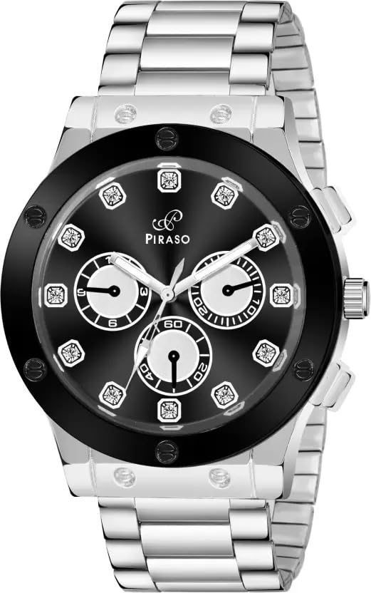 Buy PIRASO Premium Black DIAL & Silver Chain Analog Watch for Men at ...