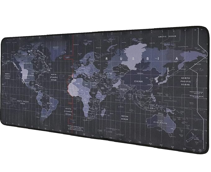 World Map Extended Size (800 mm x 300 mm x 3 mm) Gaming Mouse Pad| Desk ...