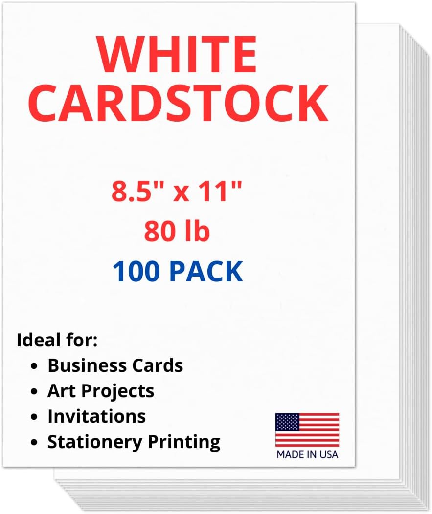 Amazon.com: Hamilco White Glossy Cardstock Paper - 8 1/2 x 11" 80 lb ...