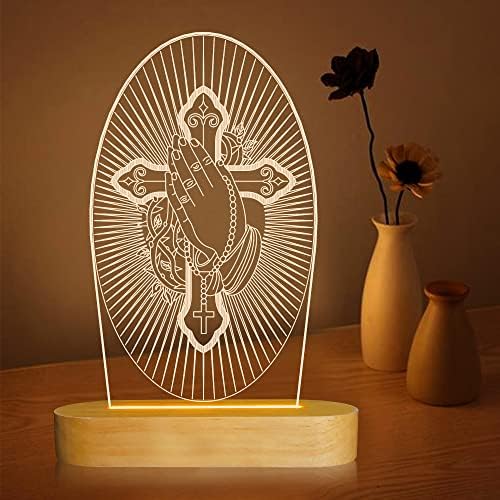 ganaixin 3D Christ Jesus Cross LED Optical Illusion Sleep Night Light ...