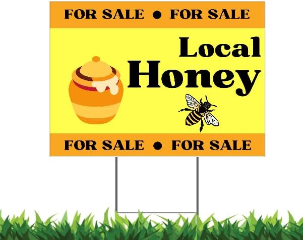 Amazon.com : Local Honey for Sale Yellow Background Bee Honey 12x18 ...