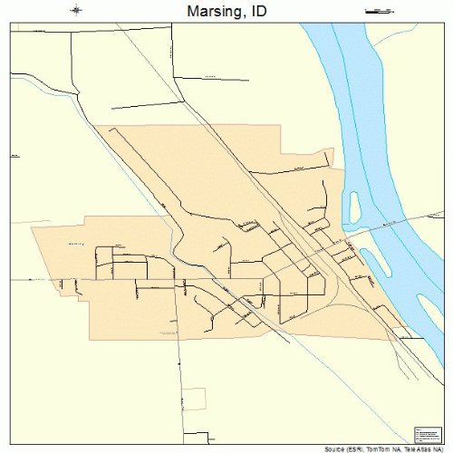 Large Street & Road Map of Marsing, Idaho ID - Printed poster size wall ...