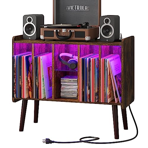 Tantmis LED Record Player Stand, Turntable Stand with Vinyl Record ...