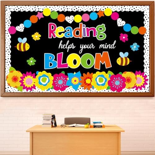 Amazon.com : ojustbeok Flower Reading Bulletin Board Decorations Set ...