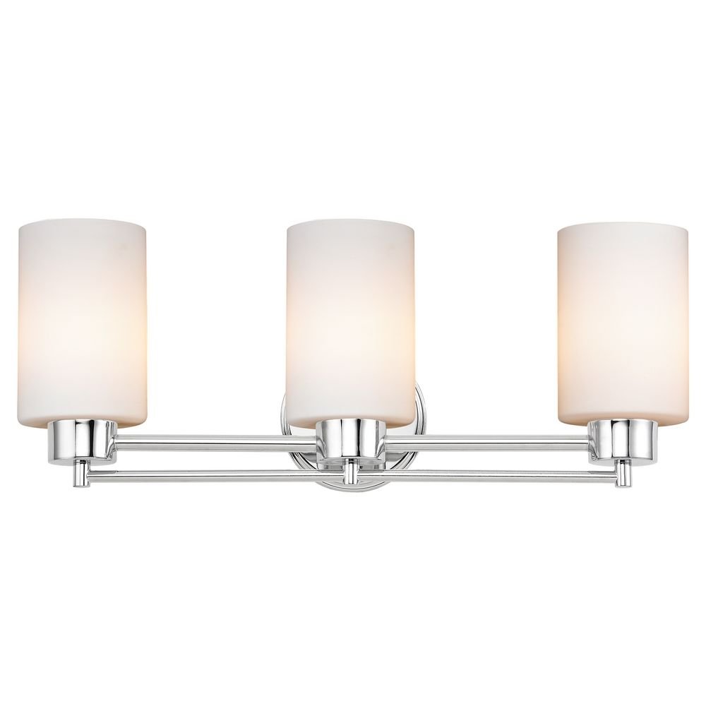 Modern Bathroom Light with White Glass in Chrome Finish - Vanity ...
