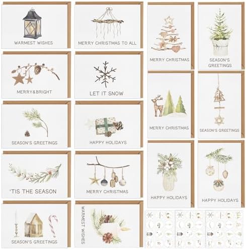 Amazon.com : Dessie 40 Rustic Christmas Cards Boxed Set, 4” x 6 ...